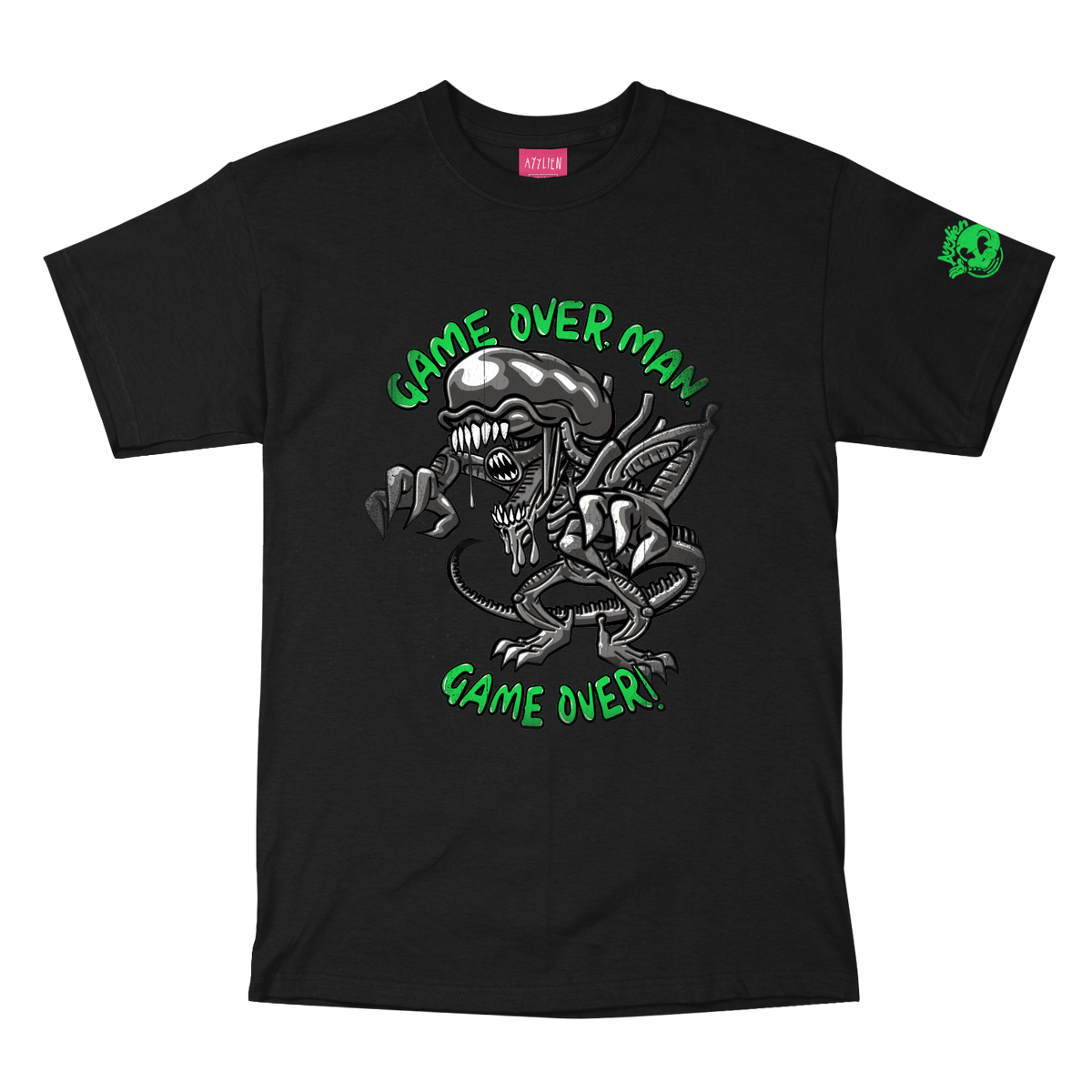 Rubberhose Alien Game Over Man Tee Black Ayylien